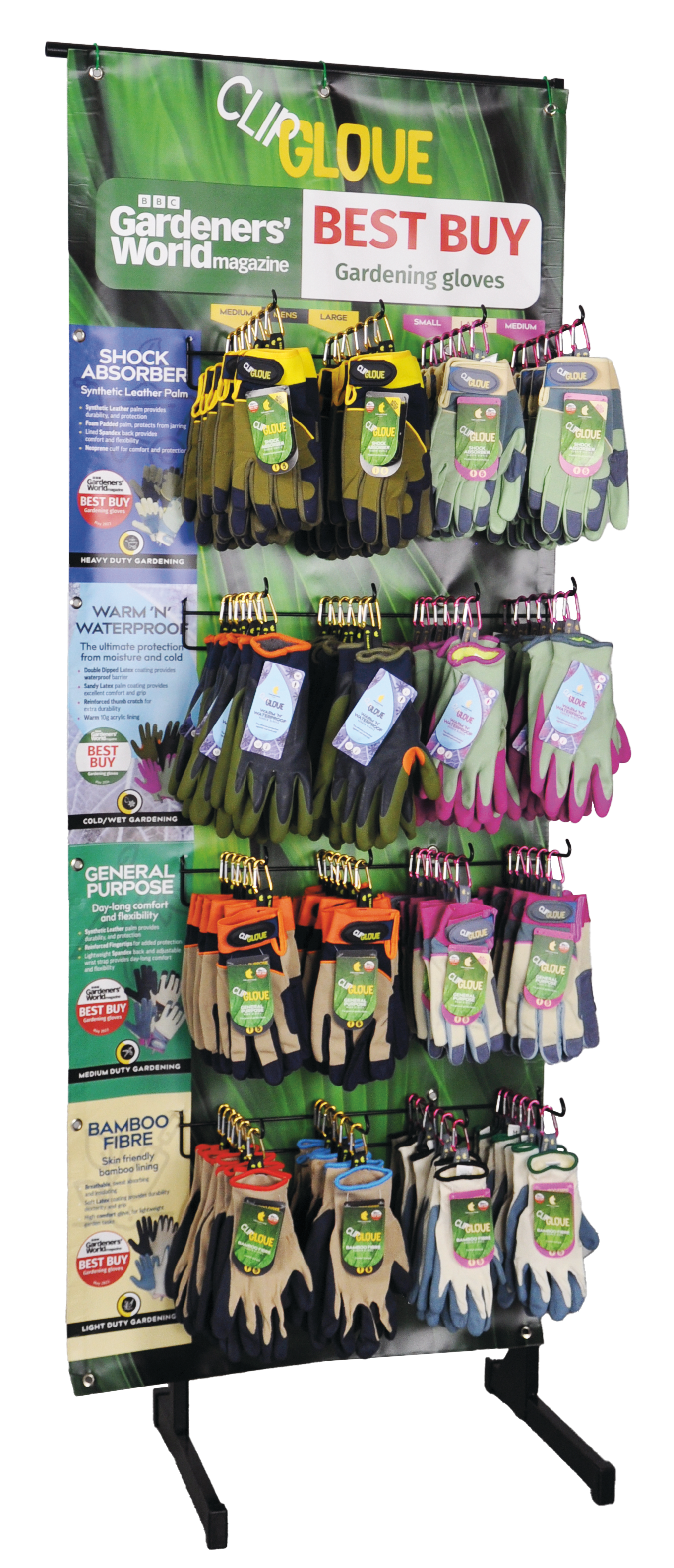 CLIPGLOVE LAUNCH GARDENERS WORLD BEST BUY GLOVES MERCHANDISER ...